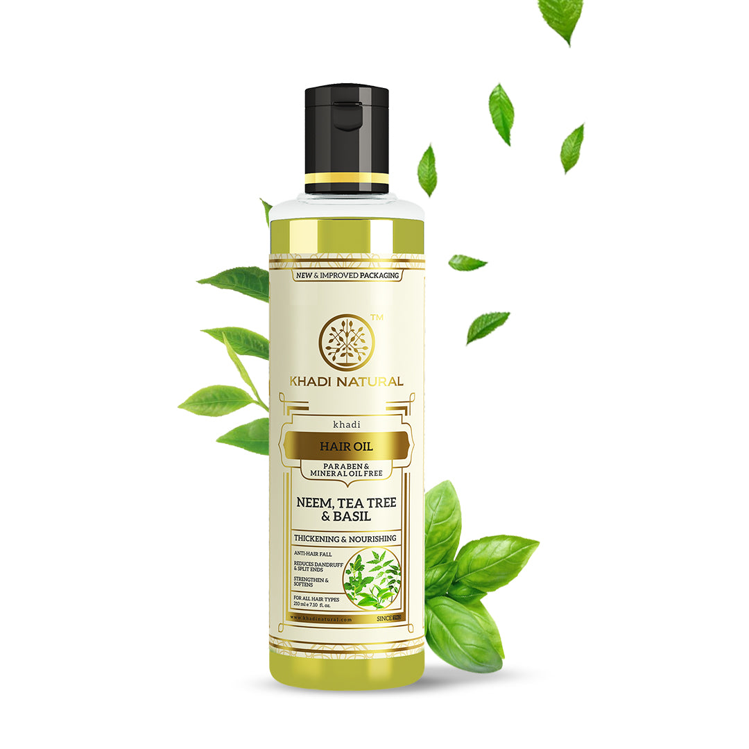 Neem Teatree & Basil Hair Oil | Buy Khadi Neem | Tea Tree Basil Hair Oil